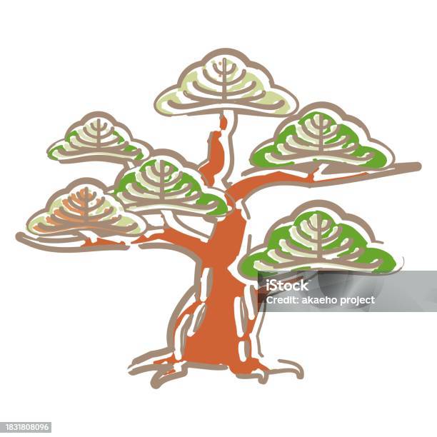 Ilustrasi Pohon Pinus Gaya Jepang Dengan Sentuhan Gambar Garis Lembut ... Ilustrasi Pohon Pinus Gaya Jepang Dengan Sentuhan Gambar Garis Lembut ...