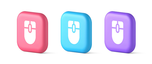Mouse Computer Scrolling Device Cursor Button Click Control Cyberspace Interface 3d Icon Stock