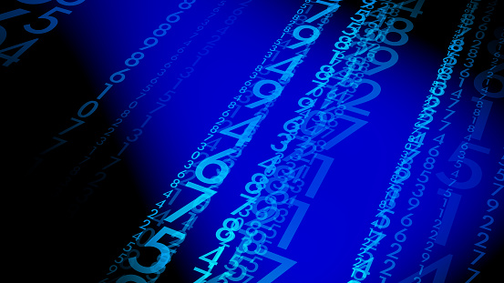 Numerical Code Sequence Data Encryption Decryption And Dynamic Numbers On Blue Background For 7247