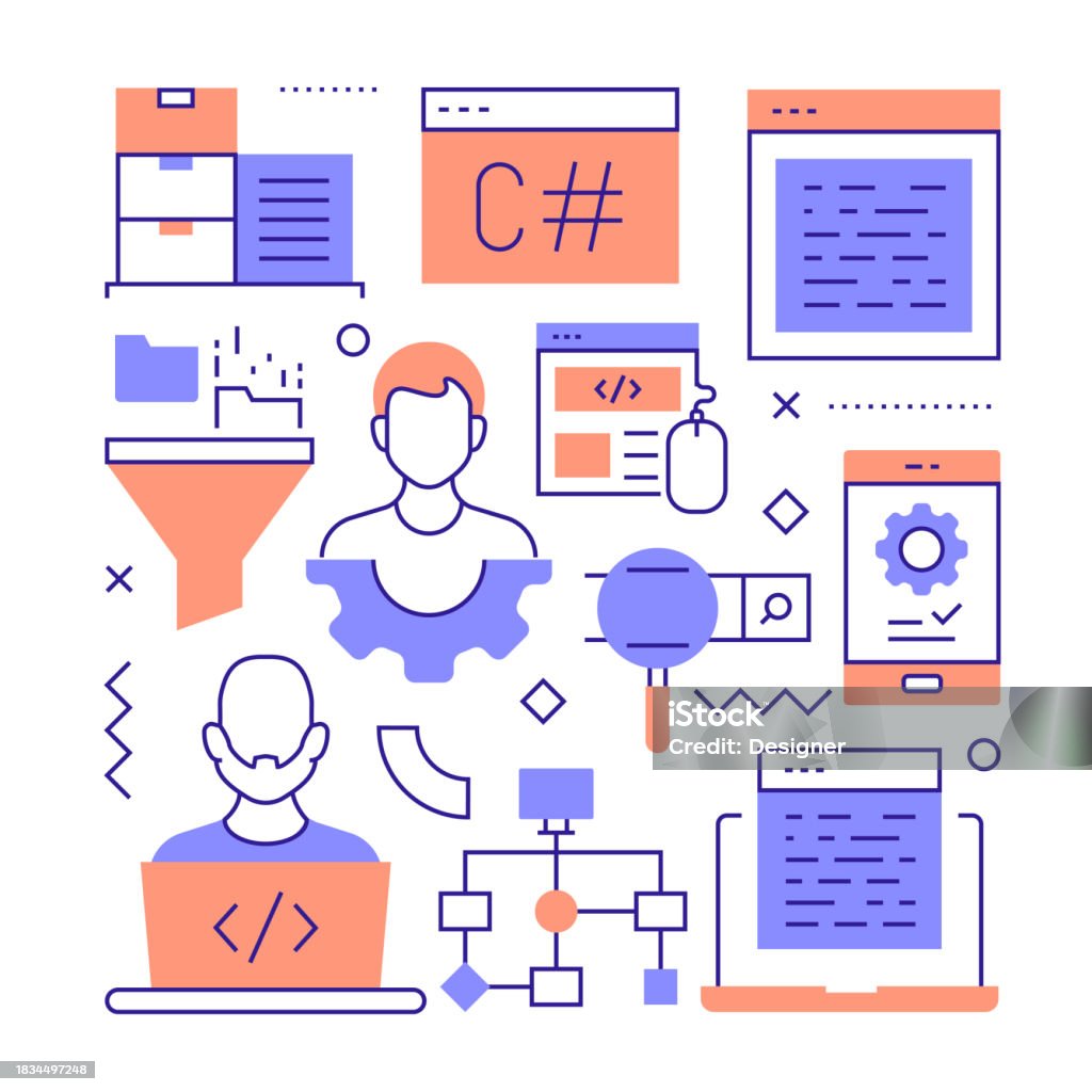 Programming Related Line Style Banner Design For Web Page Headline
