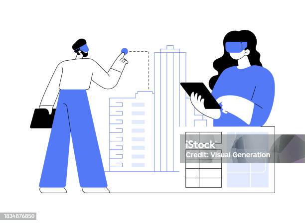 Realitas Virtual Dalam Arsitektur Ilustrasi Vektor Kartun Terisolasi