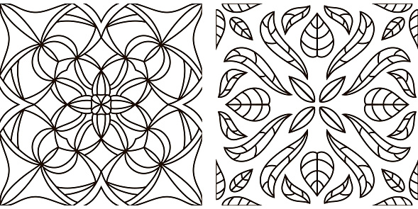 Outline Seamless Pattern Isolated Doodle Hand Drawn Art Sketch Vector