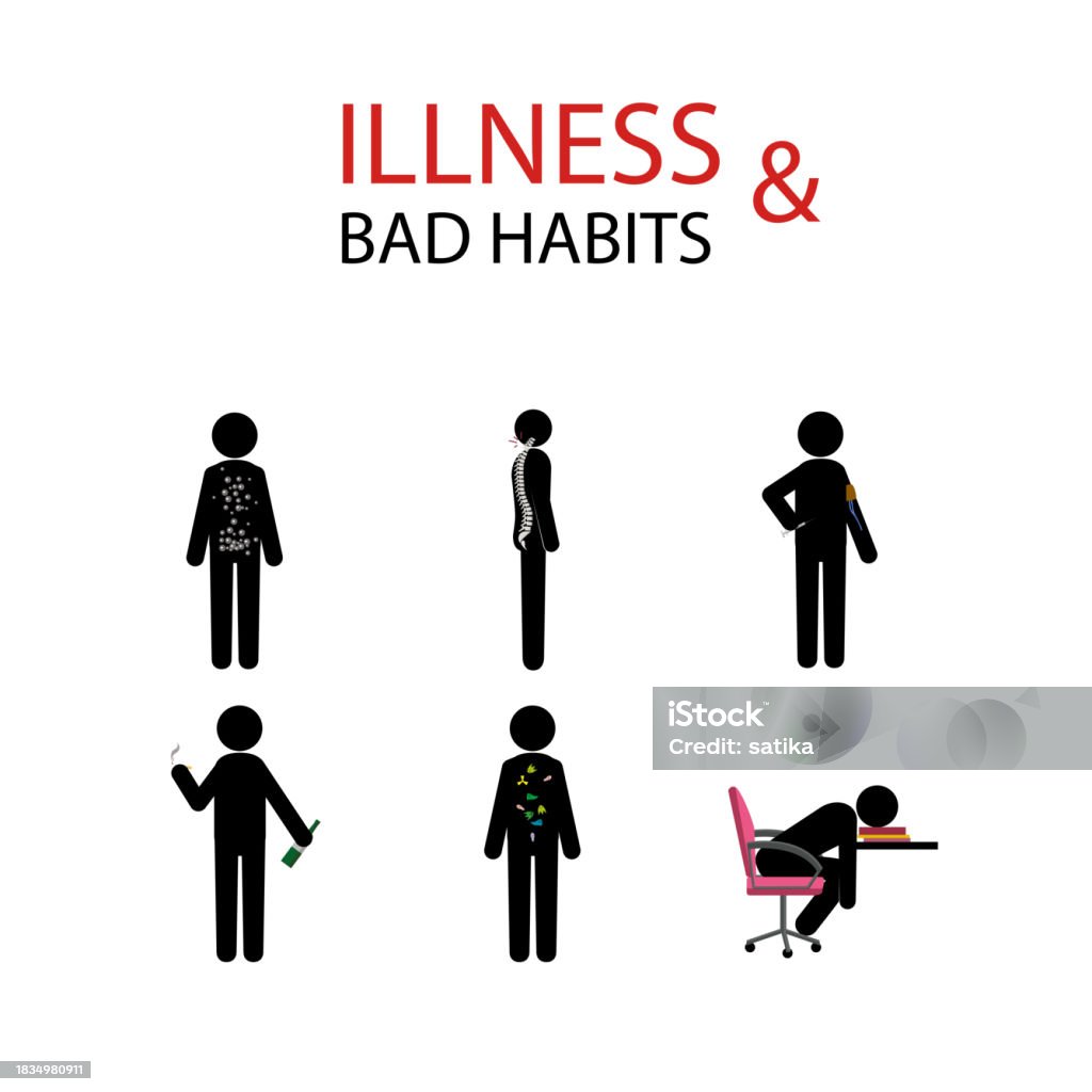 Illness And Bad Habits Stick Man Set Stock Illustration - Download ... Illness And Bad Habits Stick Man Set Stock Illustration - Download ...