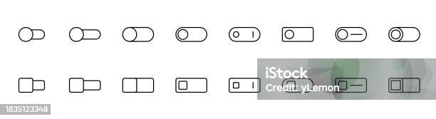 Set Of Toggle Icons Toggle Switch Line Icon Switch On And Off Slider Power Slider Collection