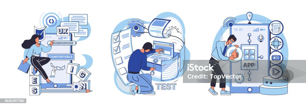 Application Testing Metaphor Vector Application Testing Crucible Where Coding Errors Are