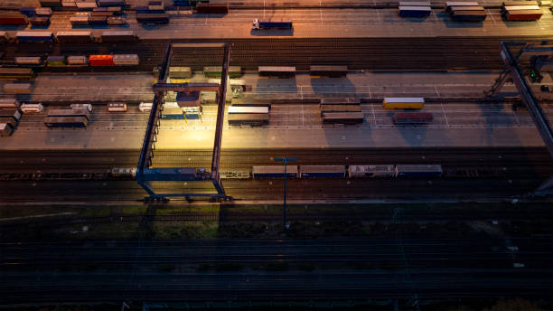 Free Stock Photo of Train Yard at Night With Train on Tracks | Download ...