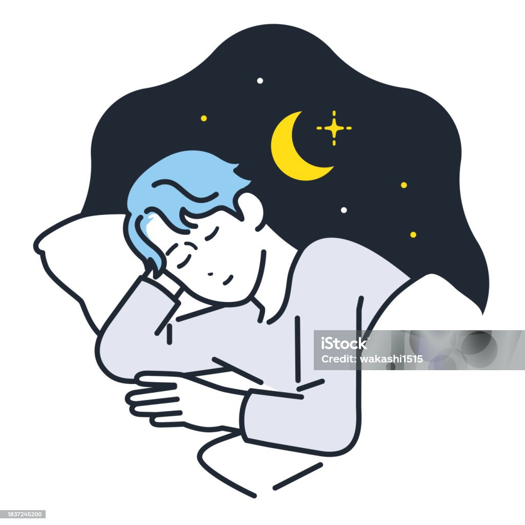 Simple Vector Illustration Material Of A Young Man Sleeping In Bed Stock Illustration Download