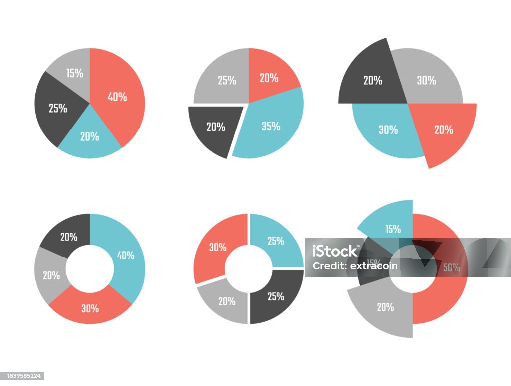 Circle Pie Chart Infographic Diagram Set Stock Illustration Download