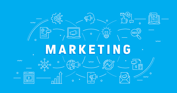 Pemasaran Terkait Desain Banner Line Style Untuk Halaman Web Headline