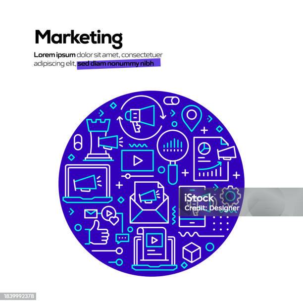 Pemasaran Terkait Desain Banner Line Style Untuk Halaman Web Headline