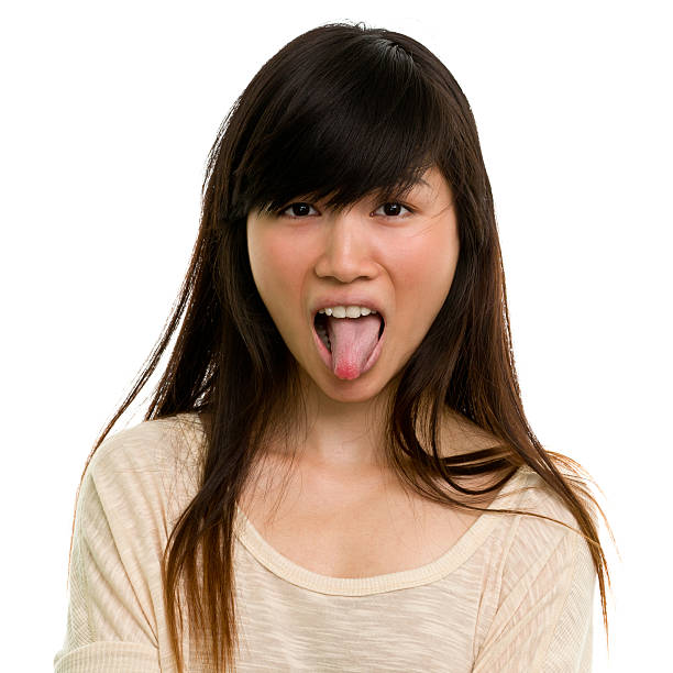 40 Sticking Out Tongue Human Tongue Teenage Girls Mouth Open