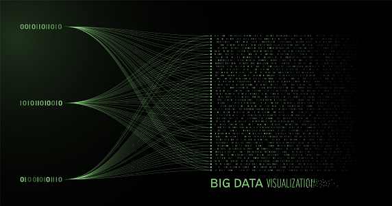Big Date Visualization Large Streams And Data Collection Binary Code Sorting Visualization Of