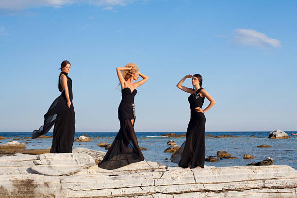Free Stock Photo of Three Female Fashion Models Posing In Sea ...