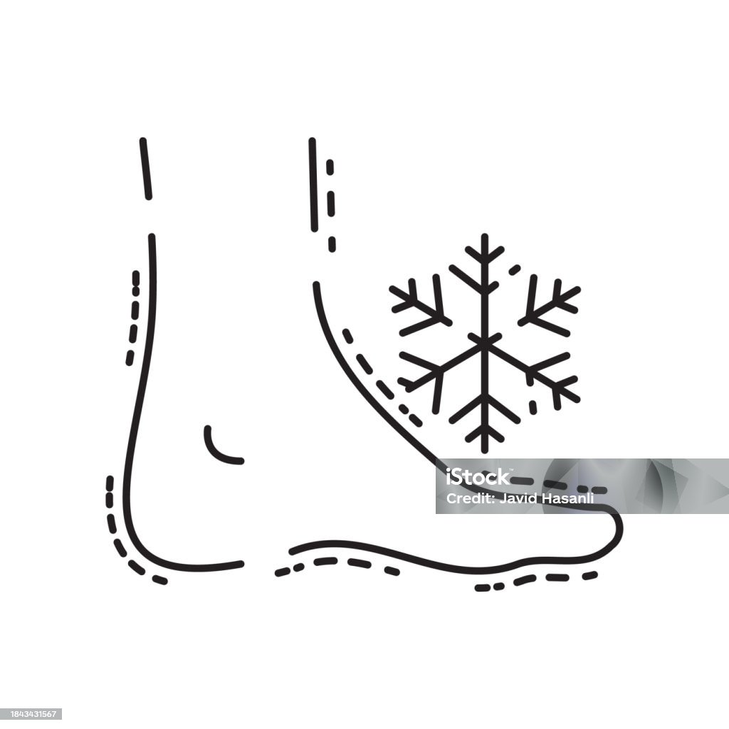 Frozen Winter Cold Icon Frostbite Limb Leg With Snowflake Thin Line