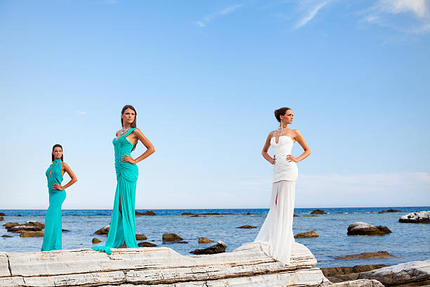 Free Stock Photo of Three Female Fashion Models Posing In Sea ...