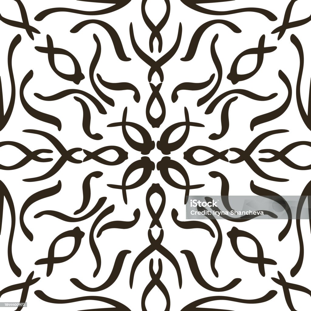 Outline Seamless Pattern Isolated Doodle Hand Drawn Art Sketch Vector