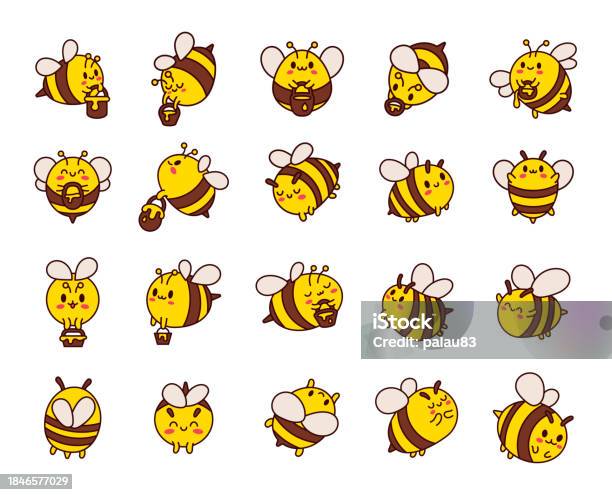 Personnage Dabeille Mignon De Dessin Animé Insecte Kawaii Tenant Un Pot