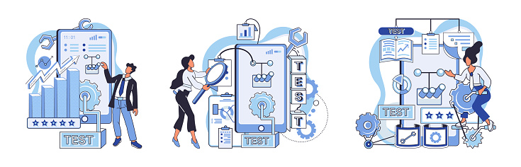 Application Testing Metaphor Vector Application Testing Scale To Measure Softwares Performance