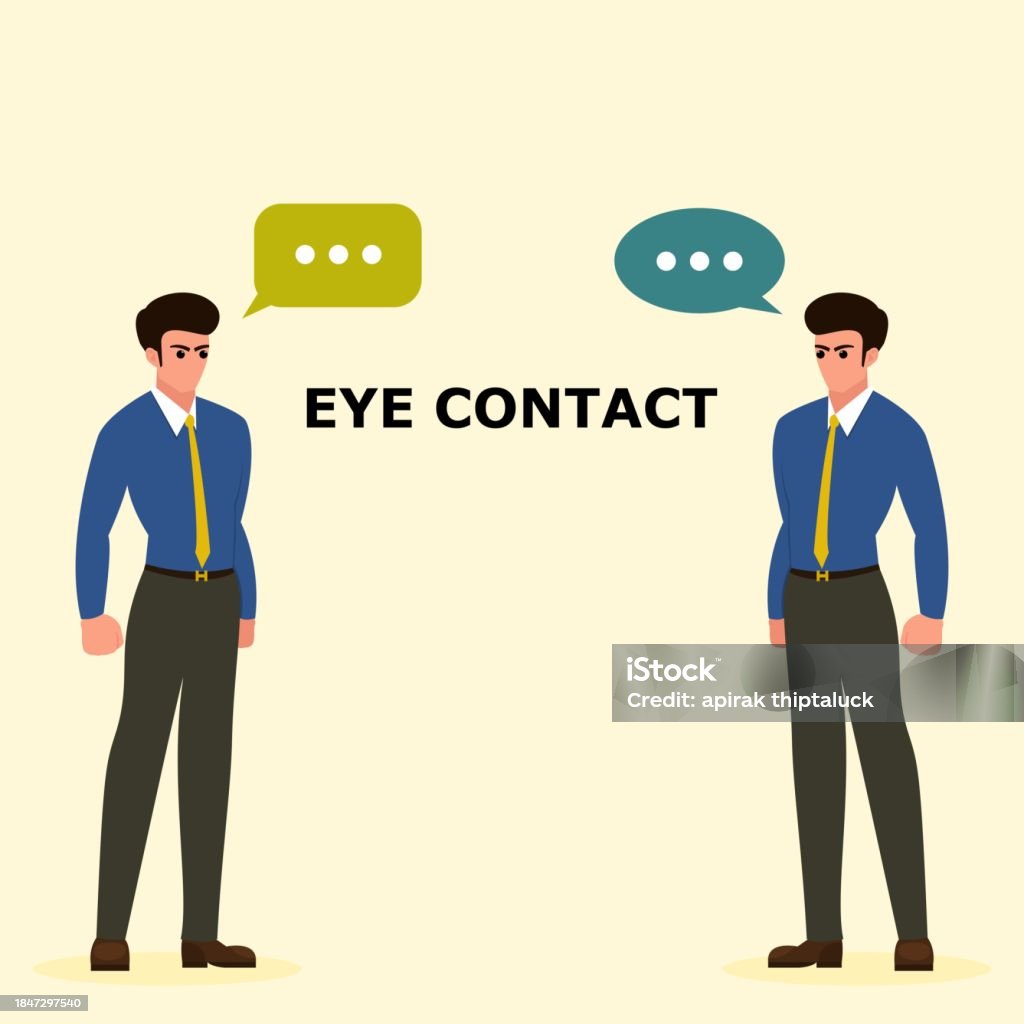 Businessman Eye Contact During Conversation Eye Contact Communication Concept Vector