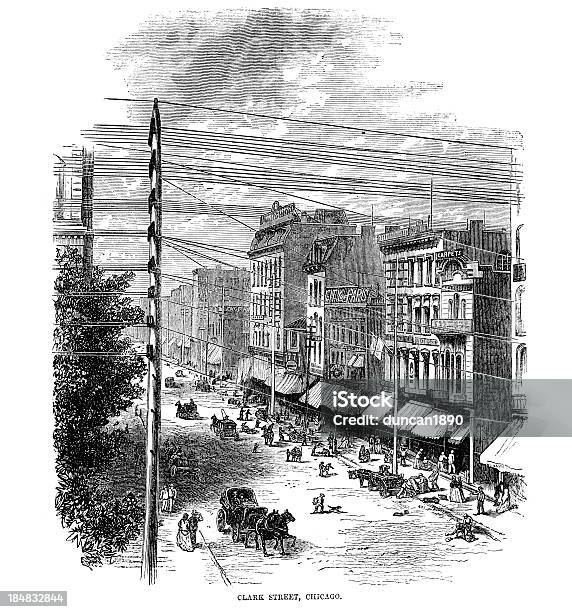 Clark Street Chicago 의 19세기 시카고 일리노이에 대한 스톡 벡터 아트 및 기타 이미지 시카고 일리노이
