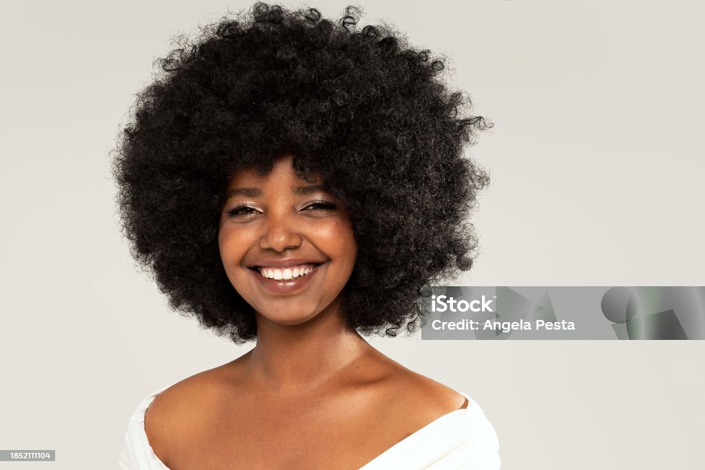 Happy African American Woman Smiling Beauty Female Portrait Young