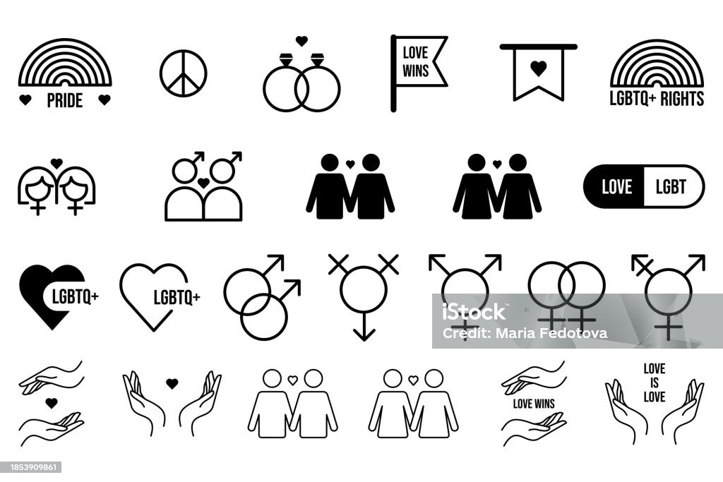 Lgbt Icon Set Flat Style Editable Stroke Stock Illustration Download