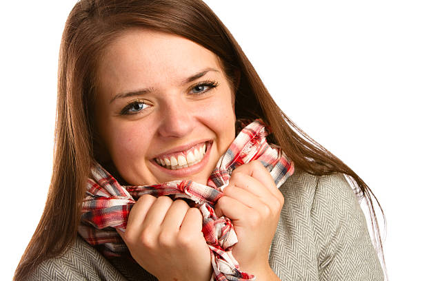 Free Stock Photo of Young woman biting her scarf playfully | Download ...
