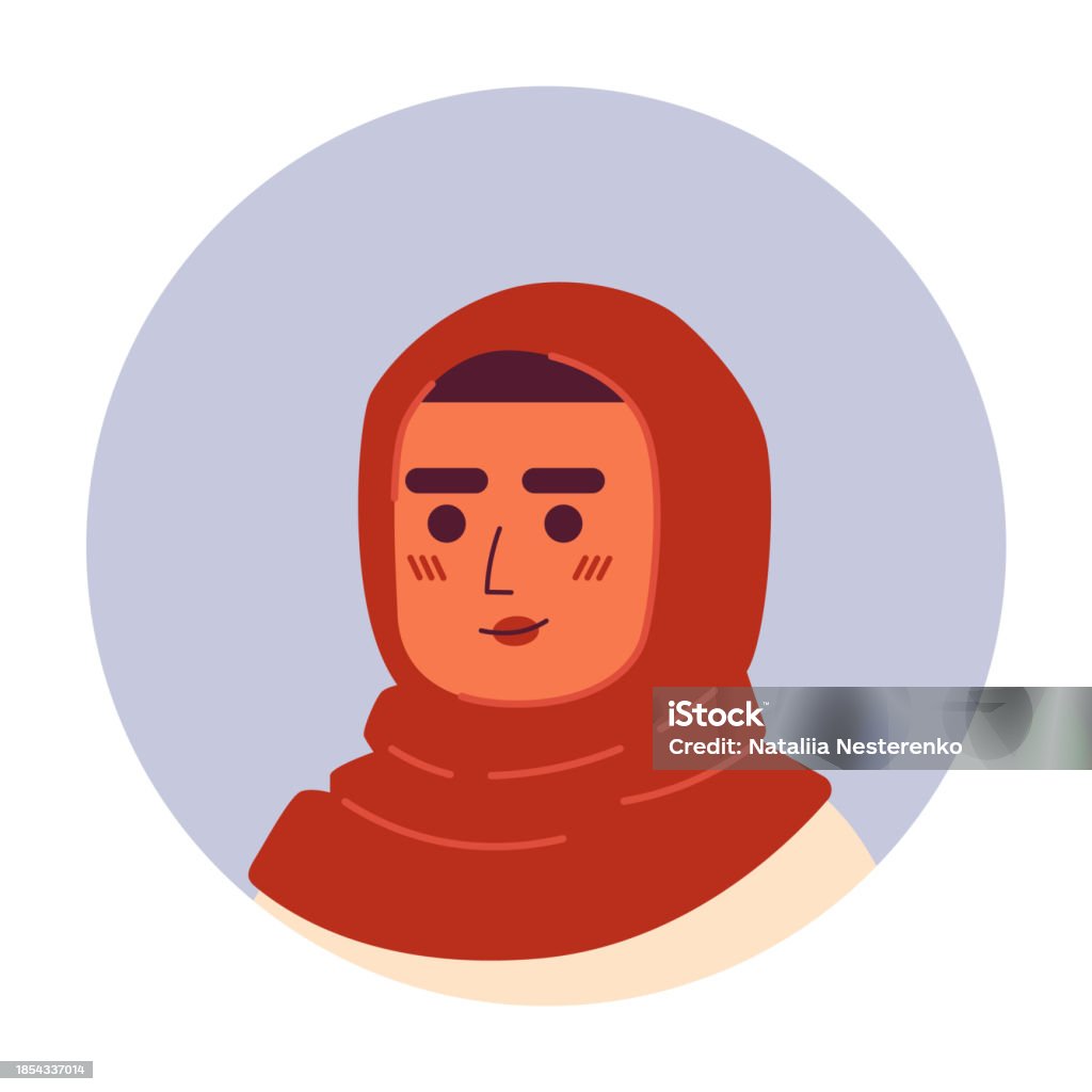 Muslim Hijab Woman Relaxed Smiling 2d Vector Avatar Illustration Stock