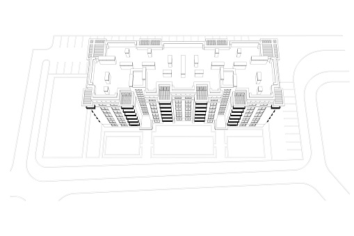 Vector Architectural Project Of A Multistory Building Aerial View Stock