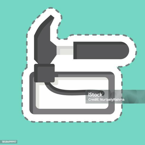 Garis Stiker Memotong C Clamp Terkait Dengan Simbol Konstruksi Desain