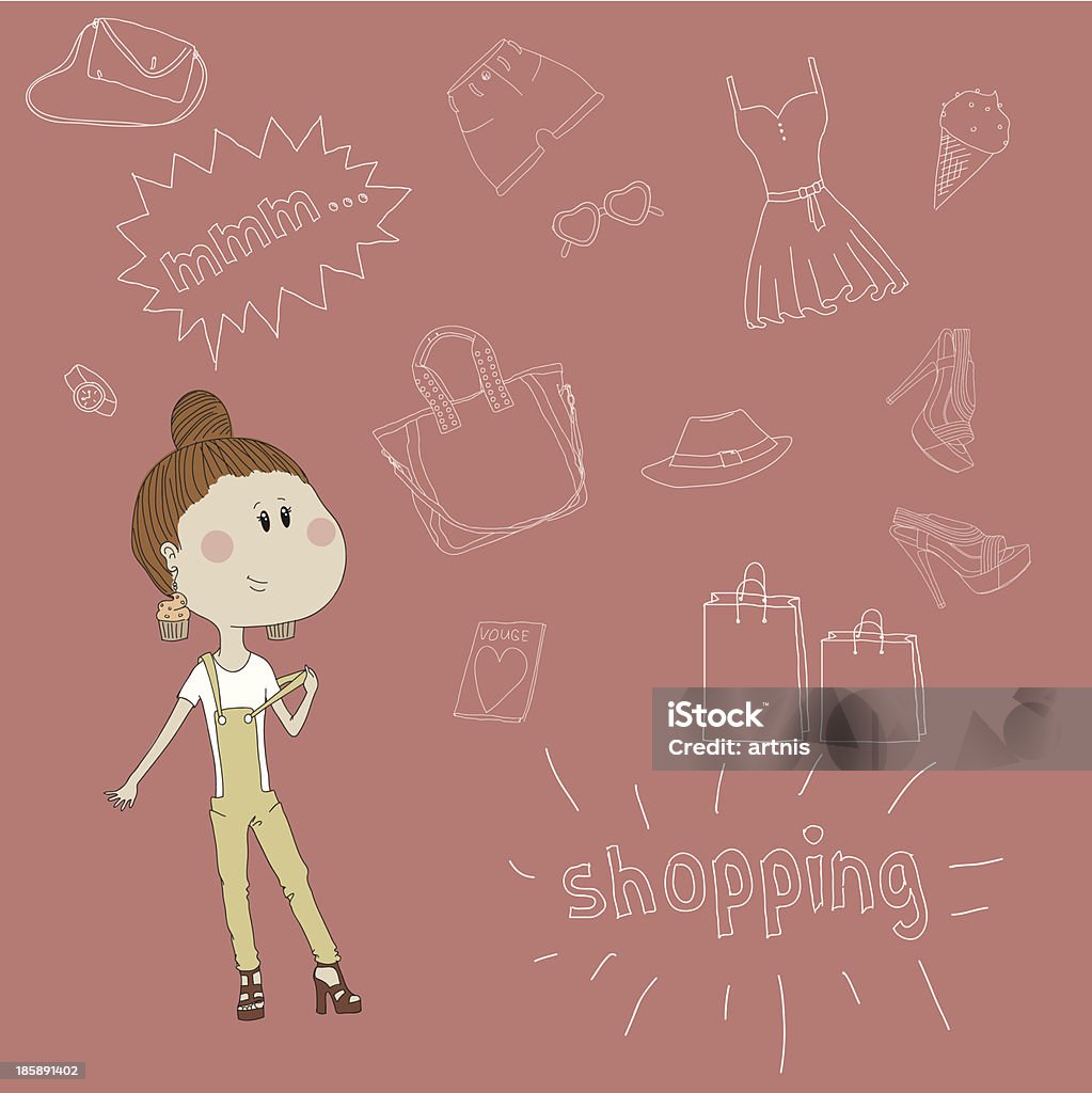 Cute Fashion Girl Stock Illustration Download Image Now Adult Bag