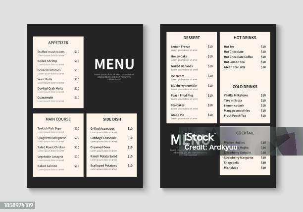 Template Tata Letak Menu Minimalis Desain Menu Restoran Dan Kafe Vektor