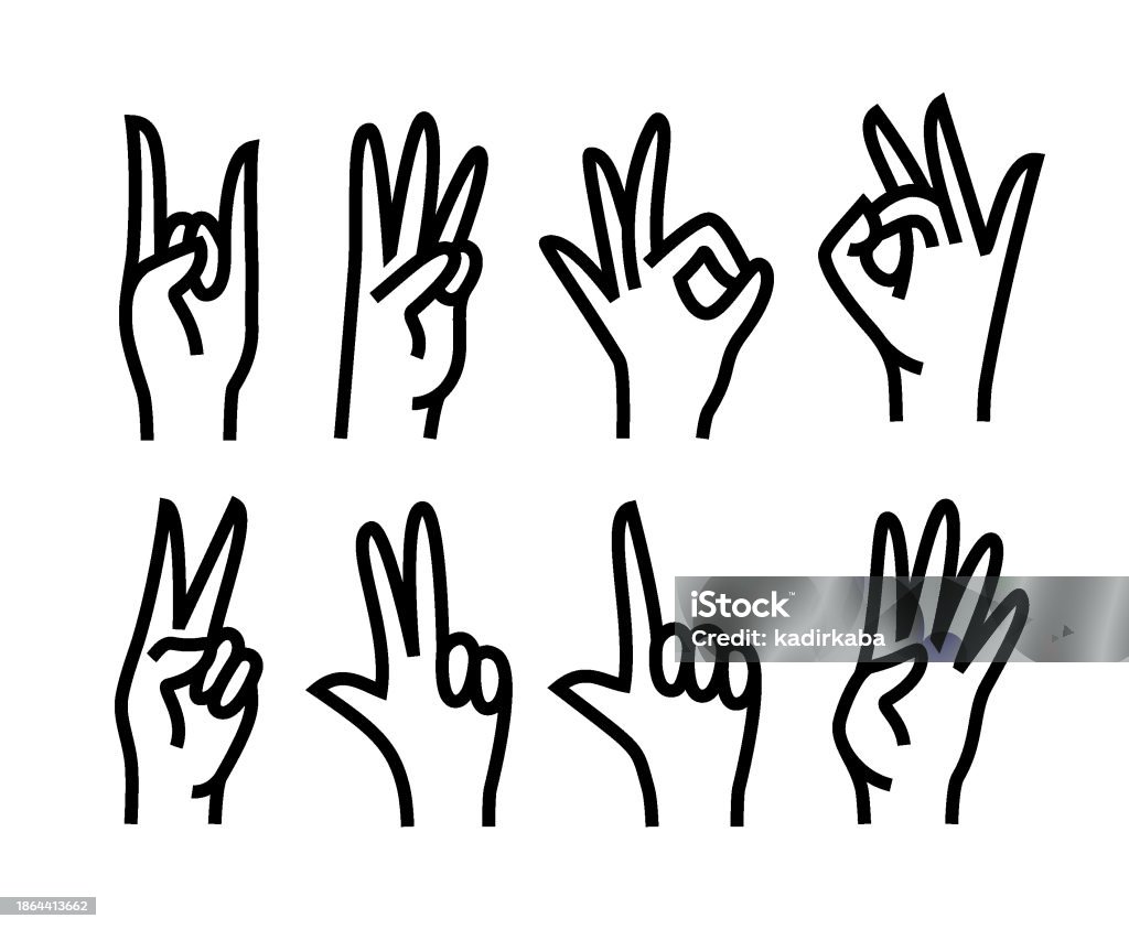 Hand Gestures Line Icon Set Design Stock Illustration - Download Image ... Hand Gestures Line Icon Set Design Stock Illustration - Download Image ...