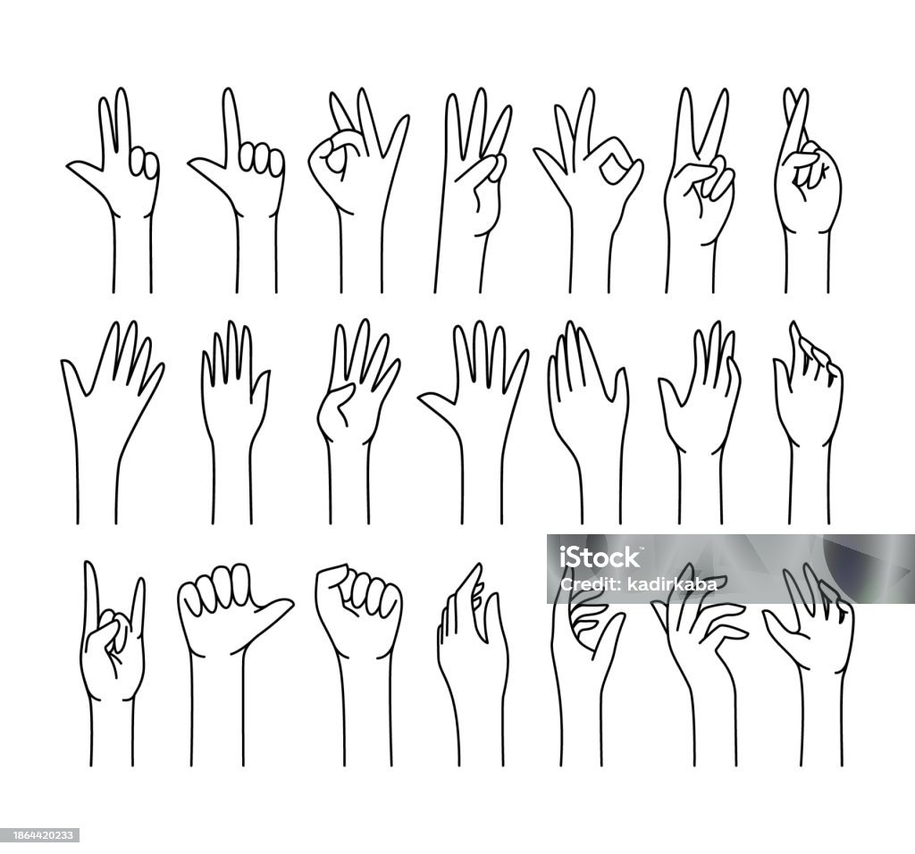 Hand Gestures Line Icon Set Design Stock Illustration - Download Image ... Hand Gestures Line Icon Set Design Stock Illustration - Download Image ...