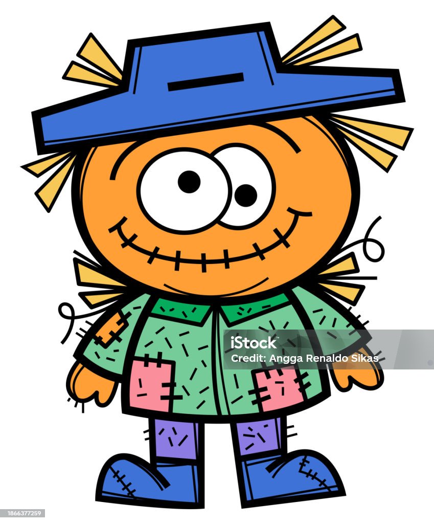 Kartun Orangorangan Sawah Labu Lucu Ilustrasi Stok Unduh Gambar