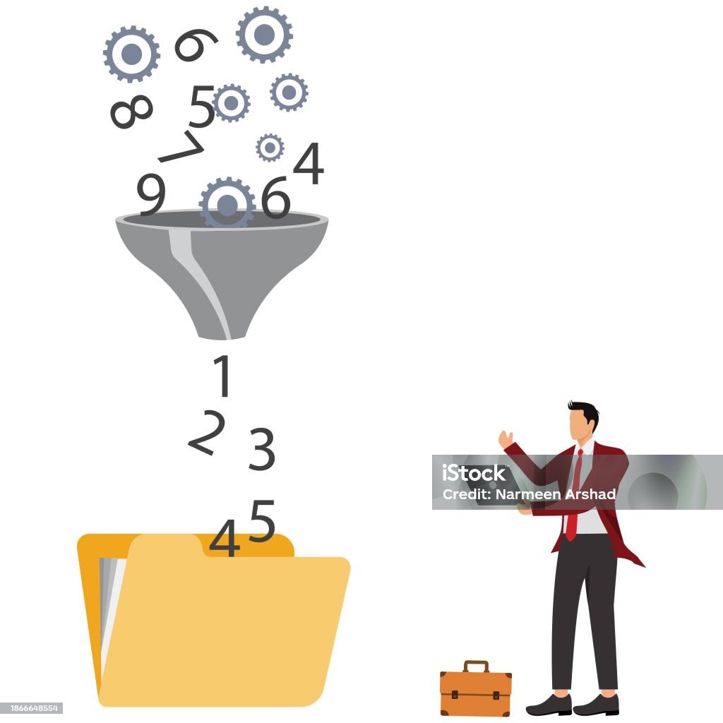 Separating Funnel Data Collection Funnel Separating Funnel Number Businessman Stock Illustration
