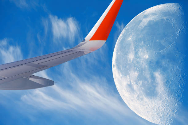 Free Stock Photo of Plane Flying With Moon in Sky | Download Free ...