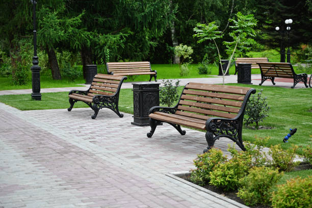 Free Stock Photo of Row of Wooden Benches on Sidewalk | Download Free ...