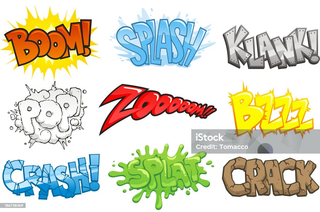 Vetores De Histórias Em Quadrinhos Desenhos Onomatopeia Efeitos Sonoros