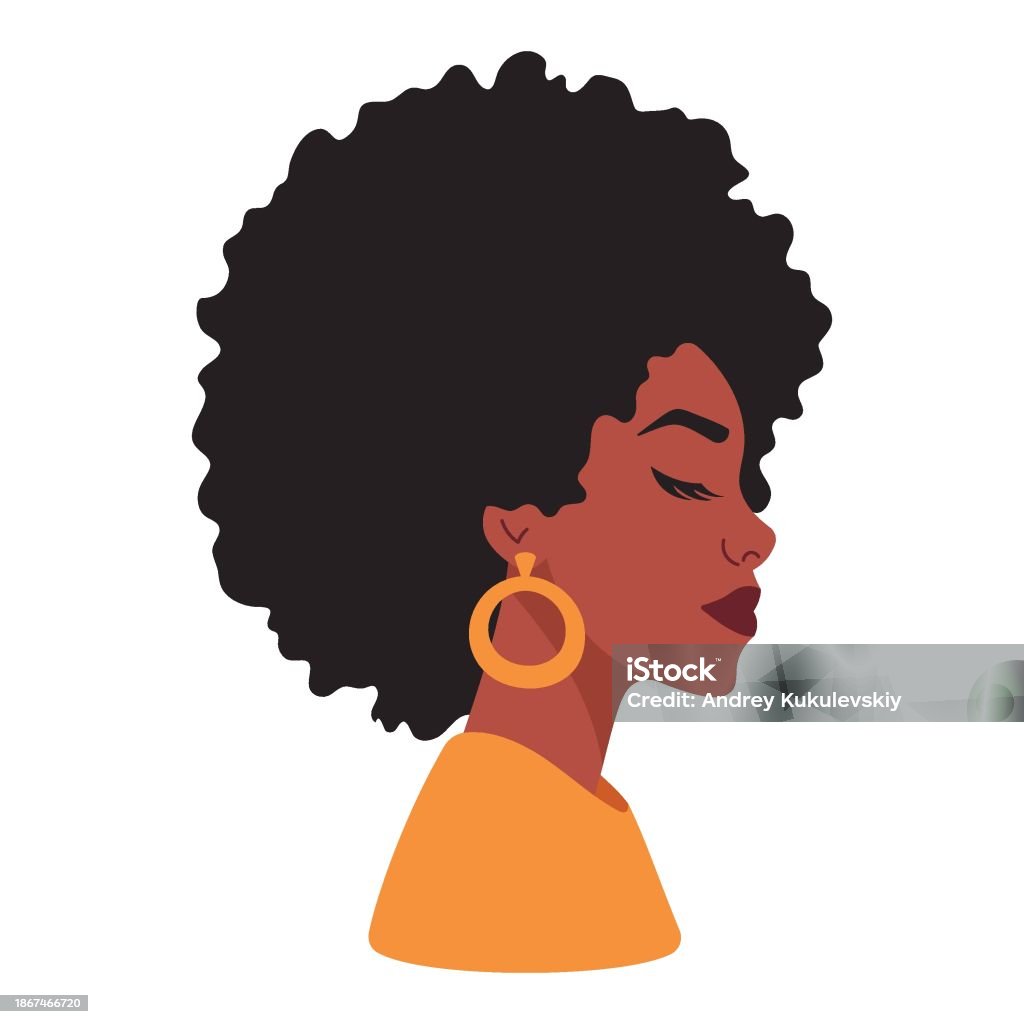 Side View Of A Darkskinned Girl Portrait Of An African Girl Vector