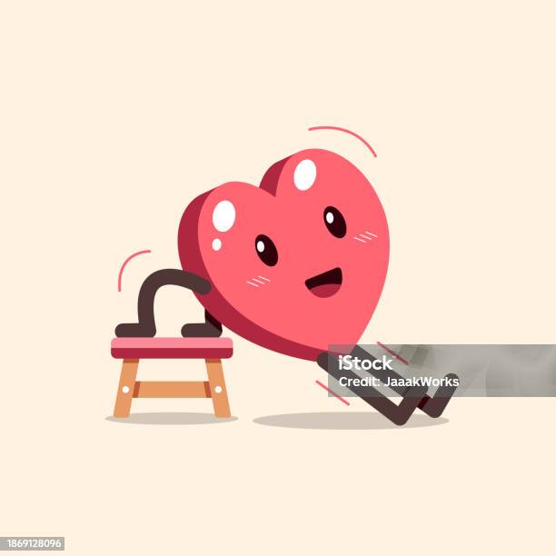 Personnage De Coeur De Dessin Animé Vectoriel Faisant De Lexercice Avec