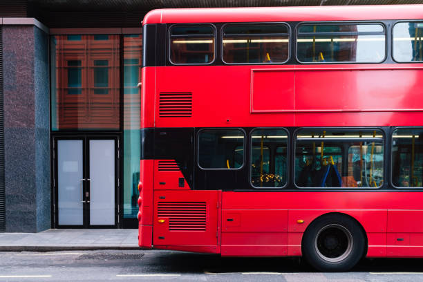 Free Stock Photo of Modern glass building with red double-decker bus ...