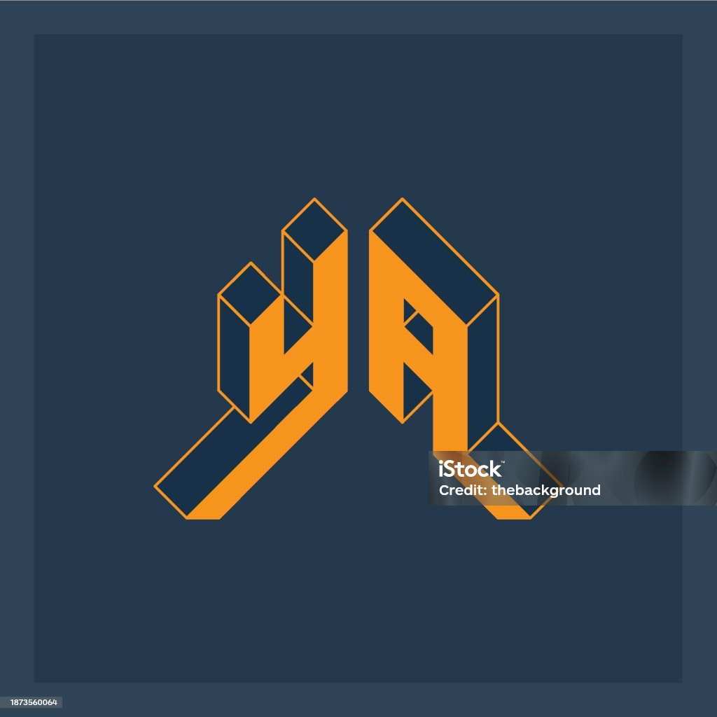 Huruf Tiga Dimensi Y Dan A Font 3d Isometrik Untuk Desain Ya Monogram