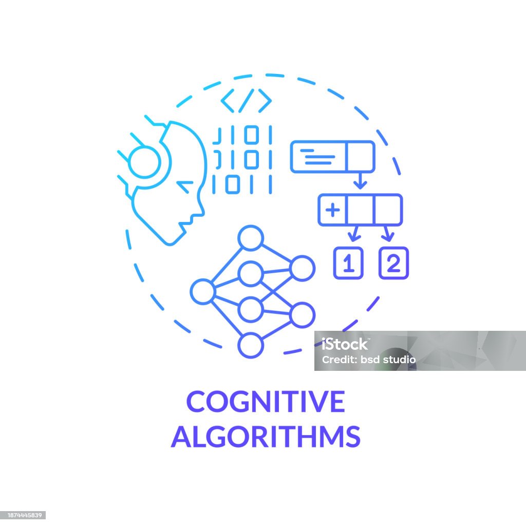 Thin Line Simple Gradient Cognitive Algorithms Icon Concept Stock