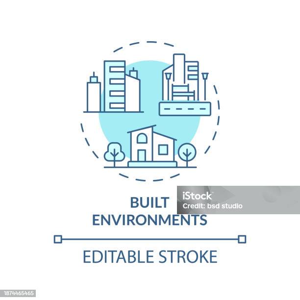 Thin Line Simple Blue Built Environments Icon Concept Stock ... Thin Line Simple Blue Built Environments Icon Concept Stock ...