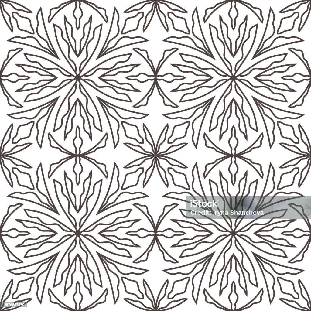 Outline Seamless Pattern Isolated Doodle Hand Drawn Art Sketch Vector
