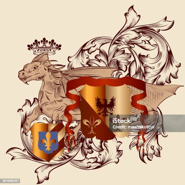 Heraldic 설계 Coat Of Arms 및 용 갑옷에 대한 스톡 벡터 아트 및 기타 이미지 갑옷 고풍스런 골동품
