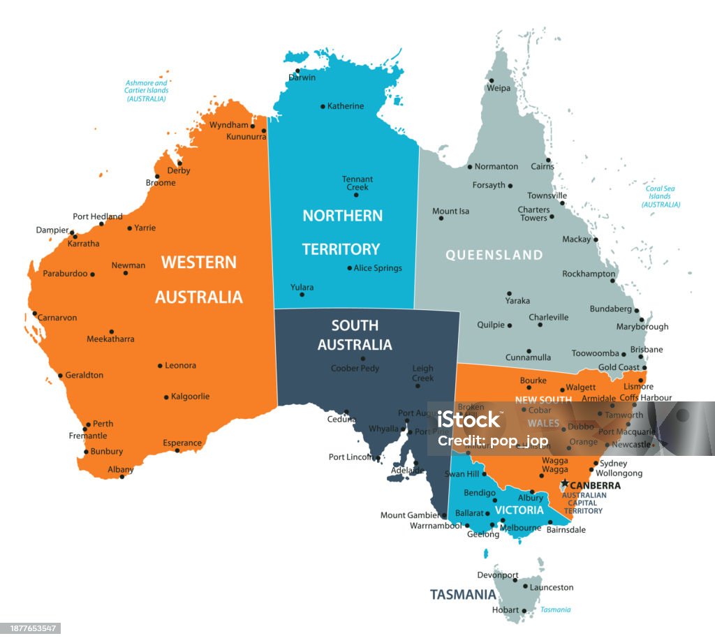 Australia Map Vector Color Map Of Australia Stock Illustration ... Australia Map Vector Color Map Of Australia Stock Illustration ...