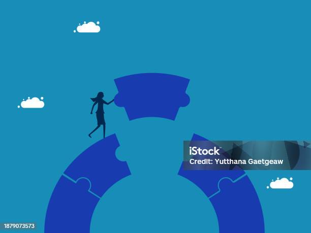 Problem Solved Successful Businesswoman Connects Jigsaw Bridge Stock ... Problem Solved Successful Businesswoman Connects Jigsaw Bridge Stock ...