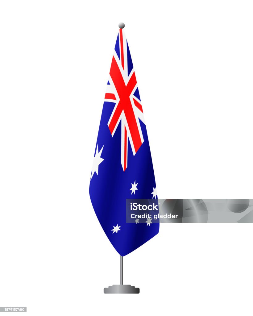 Bendera Australia Di Tiang Bendera Untuk Pertemuan Resmi Latar Belakang Transparan Vektor